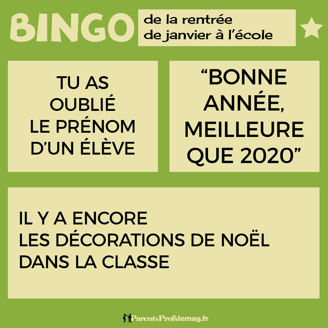 Le bingo de la rentrée de janvier à l’école