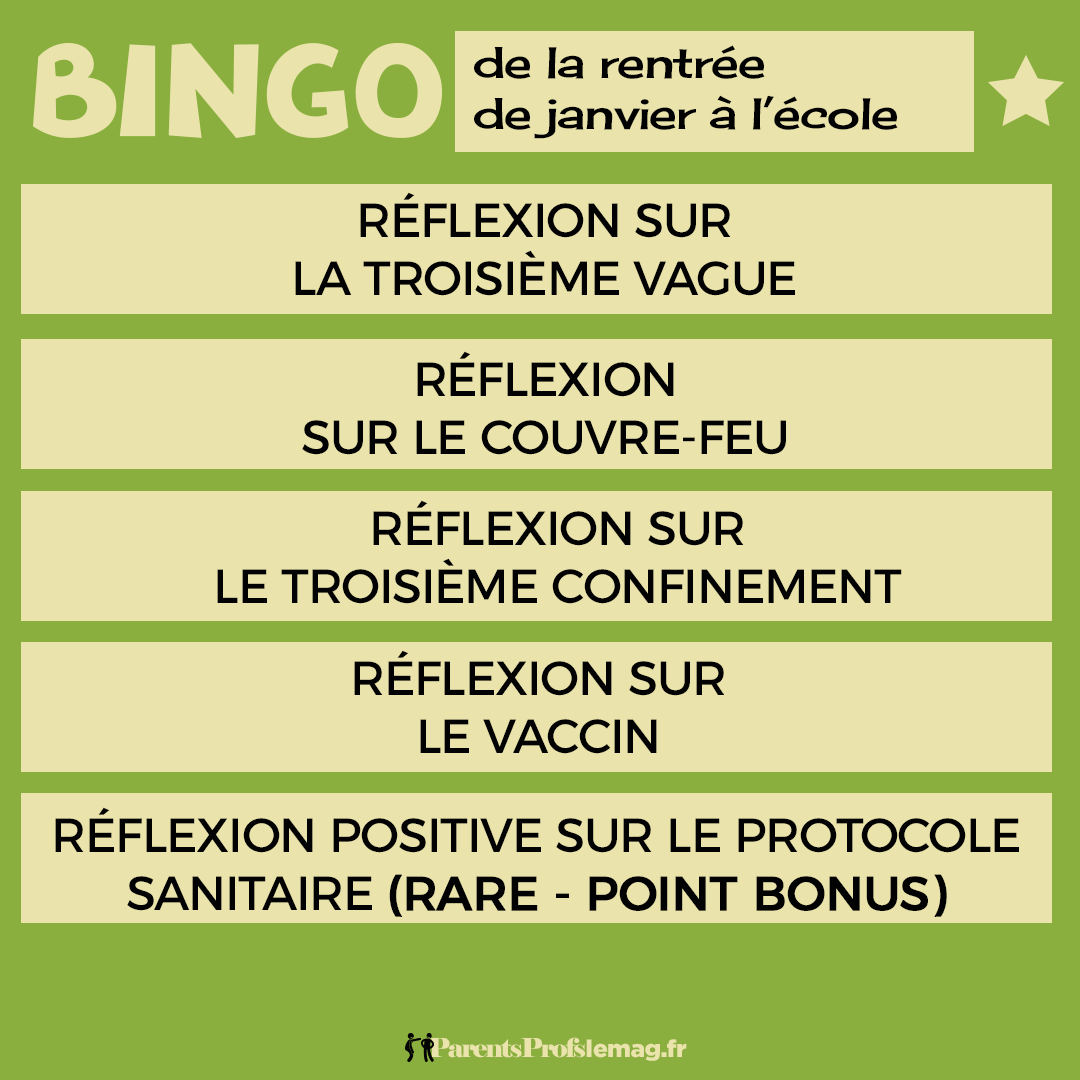 Le bingo de la rentrée de janvier à l’école